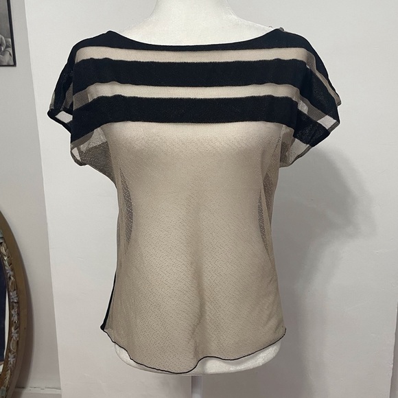 Vintage | Tops | 8s 90s Sheer Mesh Striped Top | Poshmark